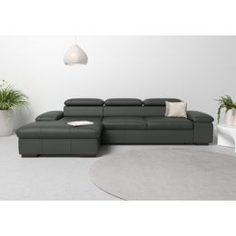 Ecksofa Home Affaire "Alberto L-Form", grau (anthrazit), B:286cm H:73cm T:174cm, Luxus-Microfaser Lederoptik (100% Polyester);Luxus-Microfaser ALTARA NUBUCK (100% Polyester);Luxus-Microfaser weich (90% Polyester, 10% Polyamid);Microfaser Antiklederoptik, Sofas, Ecksofa, mit Kopfteilverstellung, wahlweise mit Bettfunktion