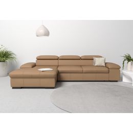 Ecksofa Home Affaire "Alberto L-Form", braun (cappucino), B:286cm H:73cm T:174cm, Luxus-Microfaser Lederoptik (100% Polyester);Luxus-Microfaser ALTARA NUBUCK (100% Polyester);Luxus-Microfaser weich (90% Polyester, 10% Polyamid);Microfaser Antiklederoptik, Sofas, Ecksofa, mit Kopfteilverstellung, wahlweise mit Bettfunktion, Topseller