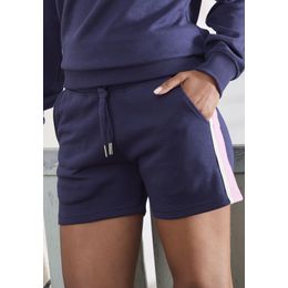 Sweatshorts Vivance Gr. 48/50, N-Gr, bunt (marine, rosa), Damen, Sweatware, Obermaterial: 60% Baumwolle, 40% Polyester, unifarben mit Farbeinsätzen, Hosen, mit Kontrast Einsätzen, Loungewear