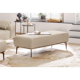 Polsterhocker W.Schillig "run", beige (elfenbein z73), B:150cm H:46cm T:60cm, Longlife Xtra-Leder Z73: Naturwalkleder der Luxusklasse aus den erlesensten Rohh&auml;uten. Hautst&auml;rke 1, 1 &ndash; 1, 3 mm;ROHLEDER Chenille-Flachgewebe Q2 W77 (68% Polyacryl, 32% Polyester);Stoff S37 (100% Polyester), Hocker, Polsterhocker, mit Holzsockel, F&uuml;&szlig;e in Bronze pulverbeschichtet, Breite 150 cm