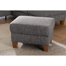 Hocker Home Affaire "Texel", grau, B:79cm H:46cm T:66cm, Struktur fein ( 100% Polyester);Luxus-Microfaser (100% Polyester);Struktur ( 100% Polyester), Hocker, Polsterhocker, mit Federkern und Kontrastnaht, F&uuml;&szlig;e Buche eichefarben