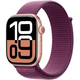 Smartwatch Apple "Watch Series 10 Aluminium" Smartwatches Gr. 46mm, ohne eSIM, One-Size, Sport Loop, rosegold (pflaume/rosegold)