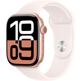 Smartwatch Apple "Watch Series 10 Aluminium" Smartwatches Gr. 46mm, ohne eSIM, M/L, Sport Band, rosegold (rosa/rosegold)