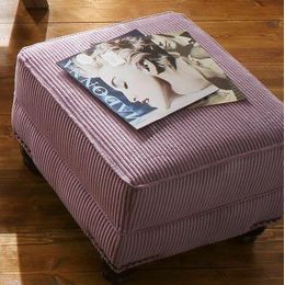 Hocker Home Affaire "King Henry", lila (lavendel), B:59cm H:46cm T:59cm, Luxus-Microfaser (100% Polyester);Samtcord &raquo;Ribbon&laquo; (88% Polyester 12% Polyacryl), Hocker, Polsterhocker, mit Federkern
