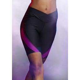 active by Lascana Funktionsshorts LASCANA ACTIVE, Damen, Gr. XS (32/34), N-Gr, schwarz (schwarz, lila), Obermaterial: 85% Polyester, 15% Elasthan, unifarben mit Farbeinsatz, sportlich, eng ca. Mitte Oberschenkel, Hosen, Sportshorts mit Leo- und Farbeinsätzen