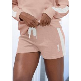 Relaxshorts BENCH. LOUNGEWEAR Gr. 32/34, N-Gr, beige (beige, weiß), Damen, Jersey, Interlock, Obermaterial: 60% Baumwolle, 40% Polyester, unifarben mit Farbeinsatz, Hosen, Kurze Hose mit Seitenstreifen, Loungewear