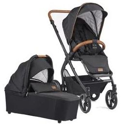 Kombi-Kinderwagen Gesslein "FX4 Soft+ mit Aufsatz Style, schwarz/cognac", schwarz (schwarz, cognac), Baby, Kinderwagen, mit Babywanne C3 und Babyschalenadapter