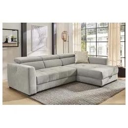 Jockenhöfer Ecksofa JOCKENHÖFER GRUPPE "San Marino L-Form" Sofas Gr. B/T: 300cm x 111cm, Chenille, Ottomane beidseitig montierbar, grau mit elektromotorischer Sitztiefenverstellung (ca. 30cm), Bettkasten Bestseller