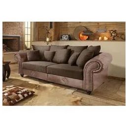 Big-Sofa Home Affaire "King George" Sofas Gr. B/T: 242cm x 103cm, Vintage-Chenille, ohne Funktion, braun (braun, braun)