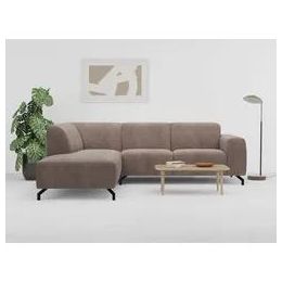 Ecksofa Places of Style "Oleandro, L-Form" Sofas Gr. B/H/T: 269cm x 82cm x 212cm, Struktur, Ottomane links, Komfortschaum-Wellenunterfederung, braun (hellbraun) mit unterschiedlichem Sitzkomfort, in verschiedenen Bezugsqualitäten