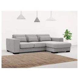 Ecksofa Home Affaire "Bléquin, L-Form" Sofas Gr. B/H/T: 244cm x 84cm x 165cm, Webstoff, Longchair rechts, grau (light gray) Inklusive 3 Zierkissen, frei im Raum stellbar