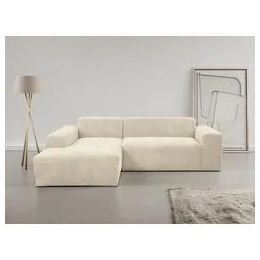 Ecksofa Inosign "Zeus-L" Sofas Gr. B/H/T: 253cm x 70cm x 188cm, Cord, Ottomane links, beige (natur) Curvy Trend Ecksofa mit urbaner Optik Bestseller