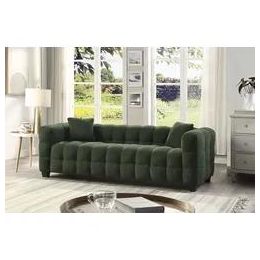 3-Sitzer ATLANTIC HOME COLLECTION "STELLA" Sofas Gr. B/H/T: 206cm x 63cm x 79cm, Luxus-Microfaser Teddyoptik, grün (dunkelgrün) inkl. 2 Zierkissen und mit modernem Teddy Stoff