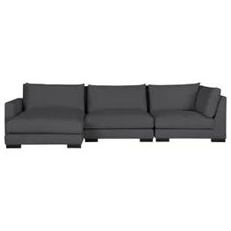 Ecksofa LeGer Home by Lena Gercke "Tvinna L-Form" Sofas Gr. B/H/T: 306cm x 76cm x 151cm, Baumwoll-/Leinenmix, Recamiere links, grau (anthrazit) Modulsofa, bestehend aus Eckteil, Recamiere und Mittelteil