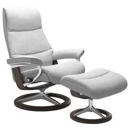 Relaxsessel stressless "View" Sessel Gr. ROHLEDER Stoff Q2 FARON, Cross Base Wenge, Relaxfunktion-Drehfunktion-PlusTMSystem-Gleitsystem-BalanceAdaptTM, B/H/T: 91cm x 110cm x 85cm, grau (light grey q2 faron) mit Signature Base, Größe L,Gestell Wenge