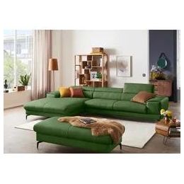 Ecksofa W.Schillig "piedroo" Sofas Gr. B/H/T: 343cm x 70cm x 193cm, Longlife Xtra-Leder Z69, Longchair links, mit Kopfteilverstellung-ohne Sitztiefenverstellung, grün (green z69) Kopfteilverstellung, wahlweise mit Sitztiefenverstellung, Breite 343cm