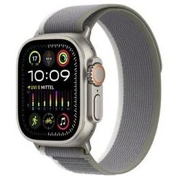 Smartwatch Apple "Watch Ultra 2 Titanium" Smartwatches Gr. 49mm, Cellular, M/L, Trail Loop, grau (grau/grün) Trail Loop