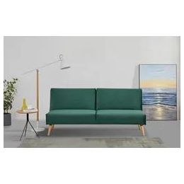 Schlafsofa Inosign "TRIPTON, 181 cm, klappbarer 3-Sitzer mit Schlaffunktion" Sofas Gr. B/H/T: 181cm x 82cm x 85,5cm, Webstoff, grün verstellbarer geteilter Rücken