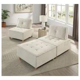 Sessel RAUM.ID "Flexid" Gr. Chenille-Struktur, B/H/T: 84cm x 90cm x 84cm, beige (creme) modular erweiterbar zum Sofa, inkl. Rückenkissen, Chenille-Bezug