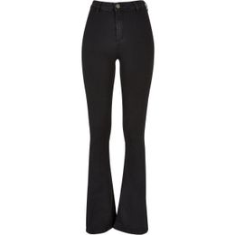 Bequeme Jeans Urban Classics "Urban Classics Damen Ladies Super Stretch Bootcut Denim Pants" Gr. 28, Normalgrößen, schwarz (schwarzstone washed) Damen Jeans