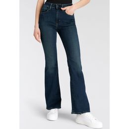 Levi's Schlagjeans LEVI'S "726 HR FLARE" Gr. 28, Länge 34, blau (schwarz indigo blau), Damen, Web, Obermaterial: 85% Baumwolle, 7% Lyocell, 6% Elastomultiester, 2% Elasthan, Jeans