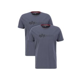 T-Shirt Alpha Industries "Alpha Industries Men - T-Shirts Alpha Label T 2 Pack" Gr. L, schwarz (grauschwarz, schwarz), Herren, Obermaterial: 90% Baumwolle, 10% Polyester, Shirts