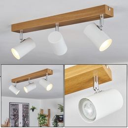 hofstein Gesteira Deckenleuchte Chrom, Holzoptik, 3-flammig