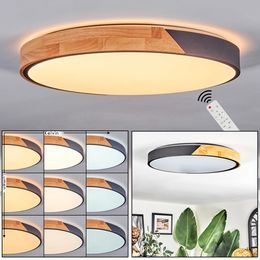 hofstein Cadaixo Deckenleuchte LED Naturfarben, Schwarz, 1-flammig, Fernbedienung
