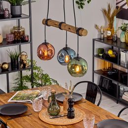 hofstein Ripoll Pendelleuchte Glas 15 cm Naturfarben, Schwarz, 3-flammig