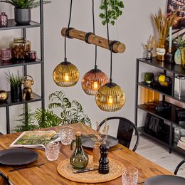 hofstein Ripoll Pendelleuchte Glas 15 cm Naturfarben, Schwarz, 3-flammig