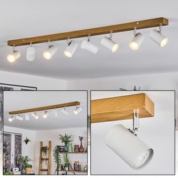hofstein Gesteira Deckenleuchte Chrom, Holzoptik, 8-flammig
