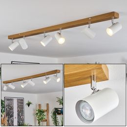 hofstein Gesteira Deckenleuchte Chrom, Holzoptik, 6-flammig