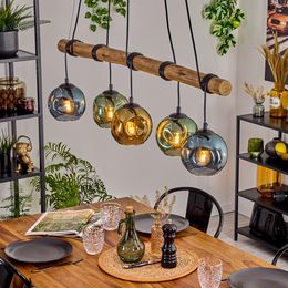 hofstein Ripoll Pendelleuchte Glas 15 cm Naturfarben, Schwarz, 5-flammig