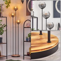 hofstein Koyoto Stehleuchte Glas 15 cm Holz hell, Schwarz, 3-flammig