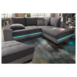 Ecksofa Inosign "Nikita II, L-Form" Sofas Gr. B/H/T: 240cm x 86cm x 190cm, Microfaser PRIMABELLE-Struktur, Ottomane rechts, belastbar bis 100kg-mit RGB-LED-Beleuchtung, grau (anthrazit/dunkelgrau) Wahlweise mit Kaltschaum, EasyBett, Bettkasten Bestseller