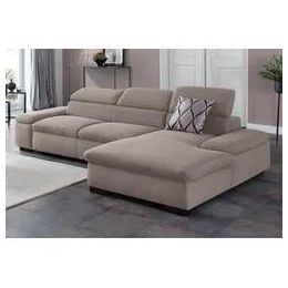 Ecksofa Home Affaire "Alberto L-Form", grau, B:286cm H:73cm T:174cm, 100% Polyester, Luxus-Microfaser ALTARA NUBUCK (100% Polyester), Luxus-Microfaser weich (90% Polyester, 10% Polyamid), Microfaser Antiklederoptik, Sofas, mit Kopfteilverstellung, wahlweise mit Bettfunktion