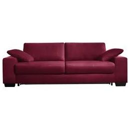 Schlafsofa Bali "Norwalk" Sofas Gr. 140cm x 200cm, Struktur fein, Basic: Gitterrostunterfederung-Kaltschaummatratze, rot (dunkelrot) Dauerschlaffunktion, mit Unterfederung Lattenrost und Matratze