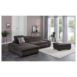 Ecksofa Home Affaire "Alberto L-Form", grau (anthrazit), B:286cm H:73cm T:174cm, 100% Polyester, Luxus-Microfaser ALTARA NUBUCK (100% Polyester), Luxus-Microfaser weich (90% Polyester, 10% Polyamid), Microfaser Antiklederoptik, Sofas, mit Kopfteilverstellung, wahlweise mit Bettfunktion