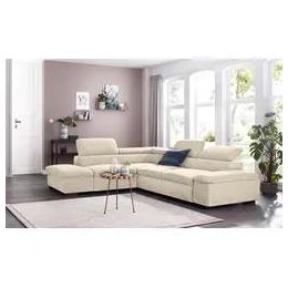 Ecksofa Home Affaire "Alberto L-Form" Sofas Gr. B/H/T: 272cm x 73cm x 226cm, Luxus-Microfaser weich, Ottomane links, ohne Bettfunktion, beige (creme) mit Kopfteilverstellung, wahlweise Bettfunktion