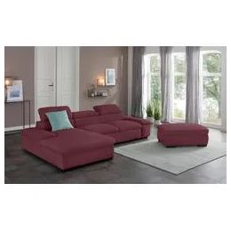 Ecksofa Home Affaire "Alberto L-Form" Sofas Gr. B/H/T: 286cm x 73cm x 174cm, Luxus-Microfaser weich, Recamiere links, mit Bettfunktion, lila (chianti) mit Kopfteilverstellung, wahlweise Bettfunktion