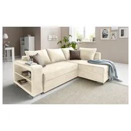 Ecksofa Collection AB "John L-Form" Sofas Gr. B/H/T: 226cm x 85cm x 160cm, Microfaser PRIMABELLE, Ottomane beidseitig montierbar, ohne Federkern, beige (natur) inklusive Bettfunktion und Bettkasten