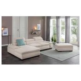 Ecksofa Home Affaire "Alberto L-Form" Sofas Gr. B/H/T: 286cm x 73cm x 174cm, Luxus-Microfaser weich, Recamiere links, ohne Bettfunktion, beige (creme) mit Kopfteilverstellung, wahlweise Bettfunktion