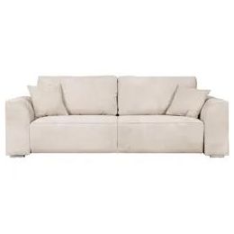 3-Sitzer Inosign "Beatrice Schlafsofa" Sofas Gr. B/H/T: 250cm x 92cm x 107cm, Cord, ohne Bettfunktion-ohne Bettkasten, beige (creme) wahlweise auch mit Bettfunktion und Bettkasten, incl. 2 Zierkissen