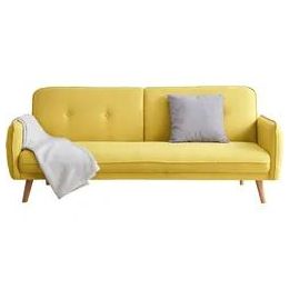 3-Sitzer Salesfever Sofas Gr. B/H/T: 188cm x 80cm x 85cm, Strukturstoff, Strukturstoff fein Gelb, gelb (gelb, natur) mit Knopfheftung im Rücken und Schlaffunktion