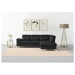 Sit & More Ecksofa SIT & MORE "Cabrio L-Form, B: 274 cm, mit Sitztiefen-, Arm- & Kopfteilverstellung", schwarz, B:274cm H:87cm T:230cm, Sofas, 3 Nierenkissen, Federkern, optional Bettfunktion und Stauraum