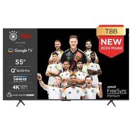 E (A bis G) TCL QLED-Fernseher "55T8BX3" Fernseher Apple TV, Onkyo, Gaming Fernseher, Dolby Vision Gr. 55, grau (titanium)