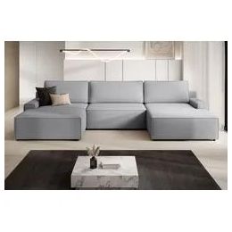 Wohnlandschaft Trendmanufaktur "Challenge, Schlafsofa mit Bettkasten, Couch in U-Form, Breite 333 cm" Sofas Gr. B/H/T: 333cm x 98cm x 168cm, Struktur, mit Schlaffunktion und Bettkasten, grau XXL Sofa mit Bettkasten & Schlaffunktion, auch in trendigem Cordstoff