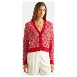 Cardigan UNITED COLORS OF Benetton Gr. XL (42), rot herz Damen Strickjacken mit Herzmotiv