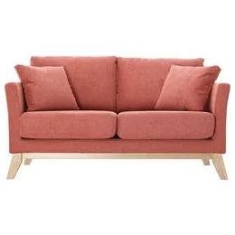 Miliboo Skandinavisches 2-Sitzer-Sofa mit abnehmbarem Bezug in Terracotta mit strukturiertem Samteffekt OSLO