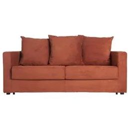 Miliboo Schlafsofa 3-Sitzer mit Cordstoff in Terracotta mit Matratze 13cm BACIO